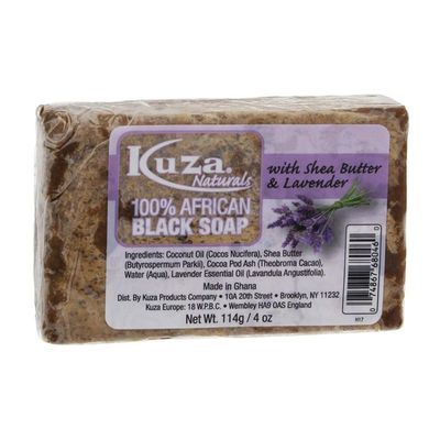 Kuza 100% African Black Soap With Shea Butter & Lavender 4oz | Cosmetize UK